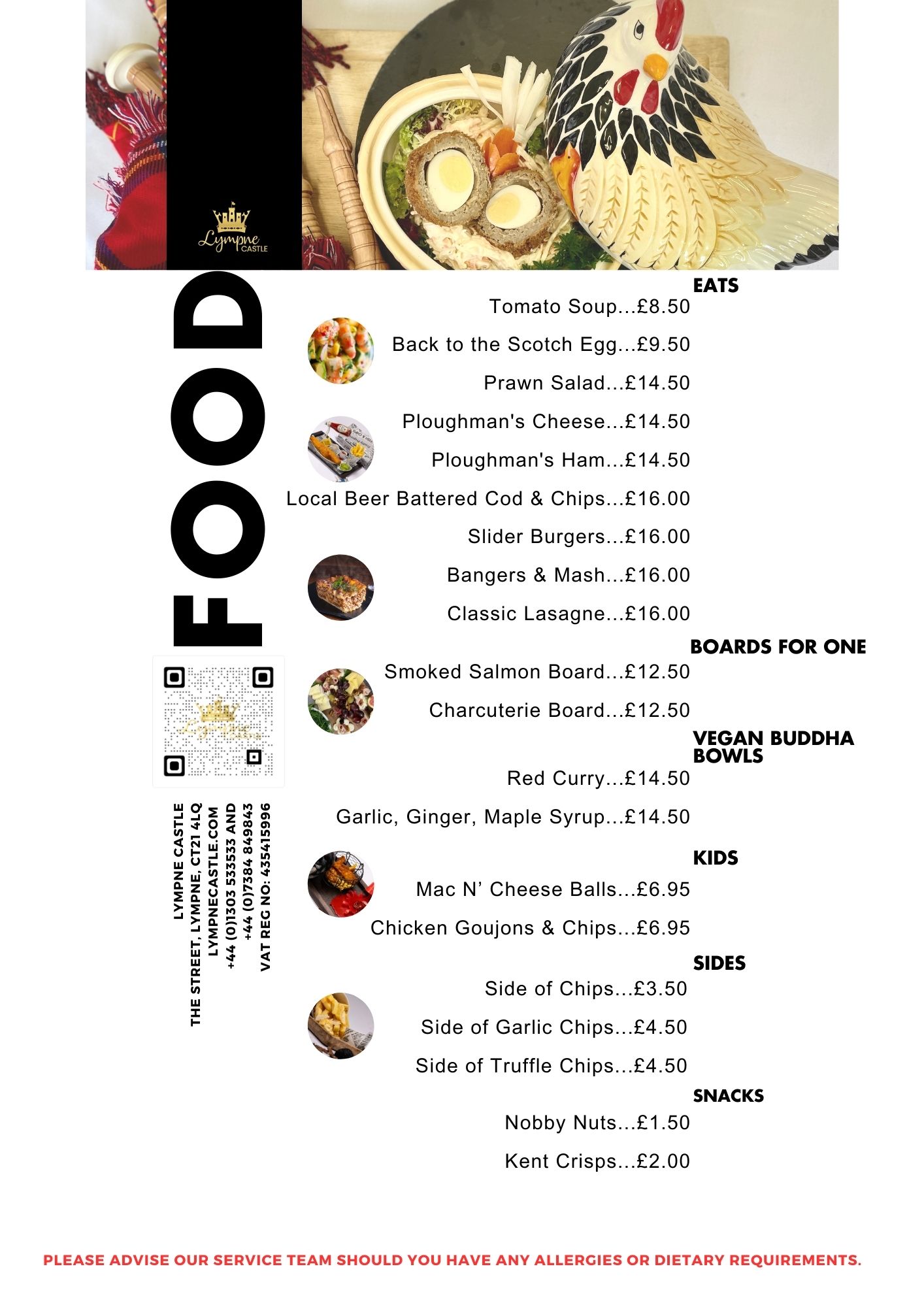 Menu - Lympne Castle